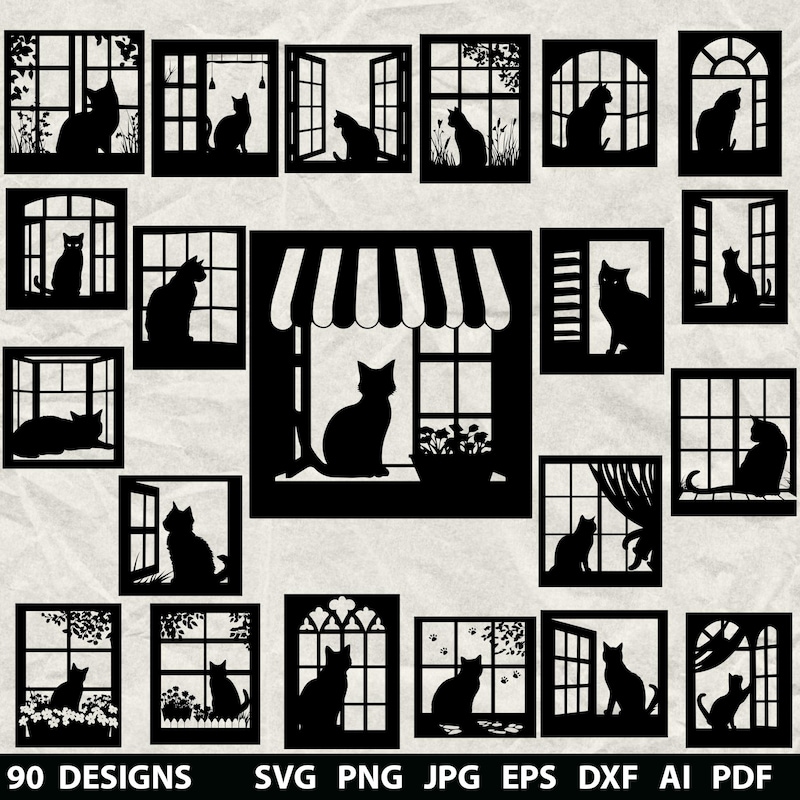 Winter Cats at Window - Etsy UK