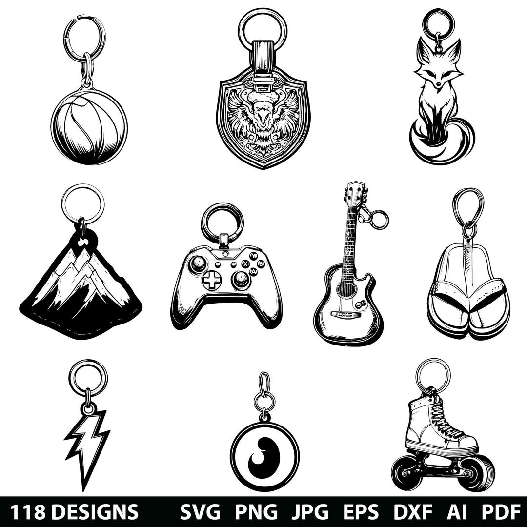 118 Keychain Laser File Svg, Dxf, Eps, Ai, Pdf, Jpg, Png Keychain ...