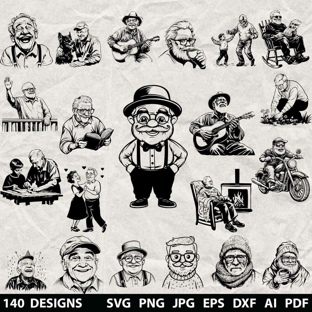 140+ Grandpa Bundle Svg, Dxf, Eps, Ai, Pdf, Jpg, Png Grandfather ...