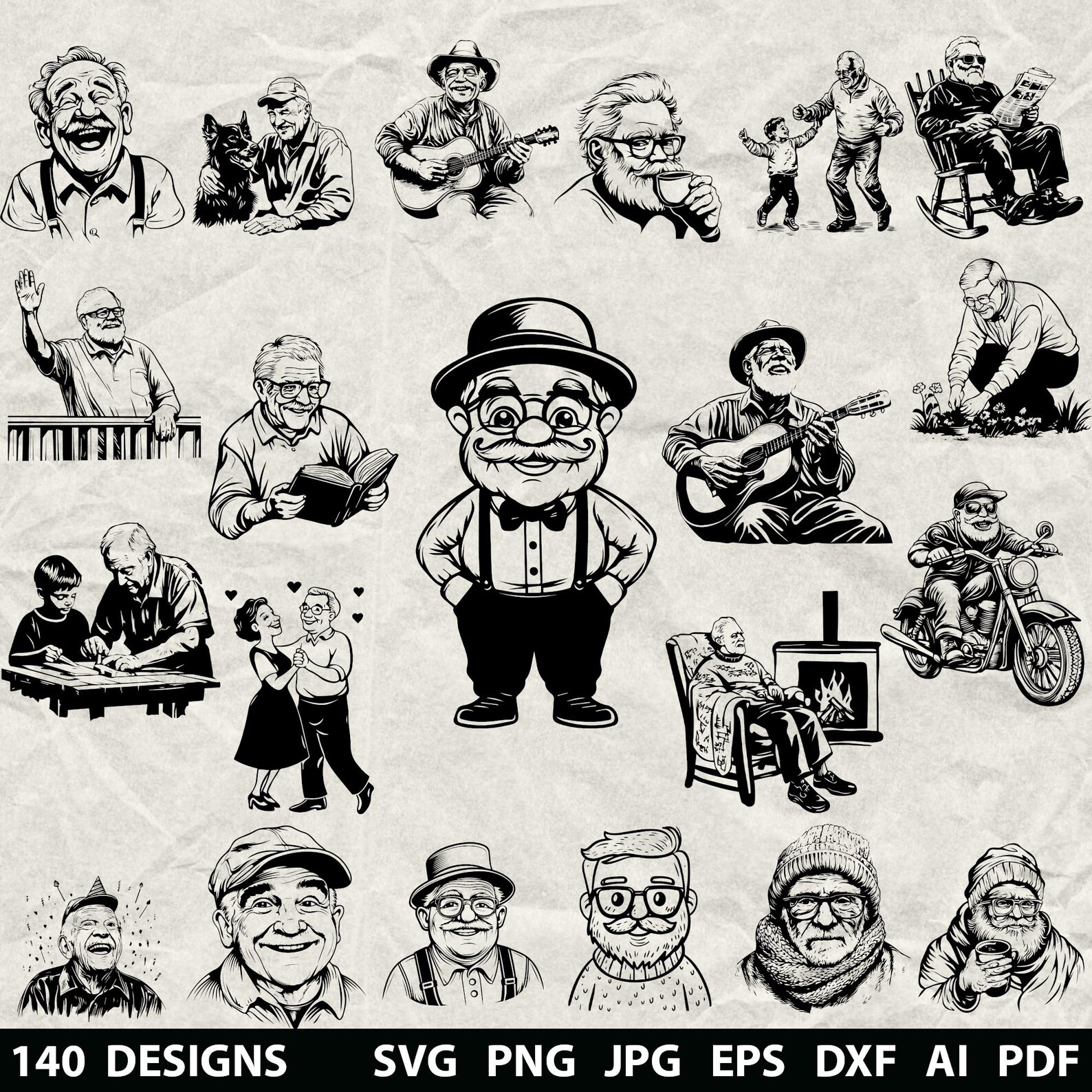 140+ Grandpa Bundle Svg, Dxf, Eps, Ai, Pdf, Jpg, Png Grandfather ...