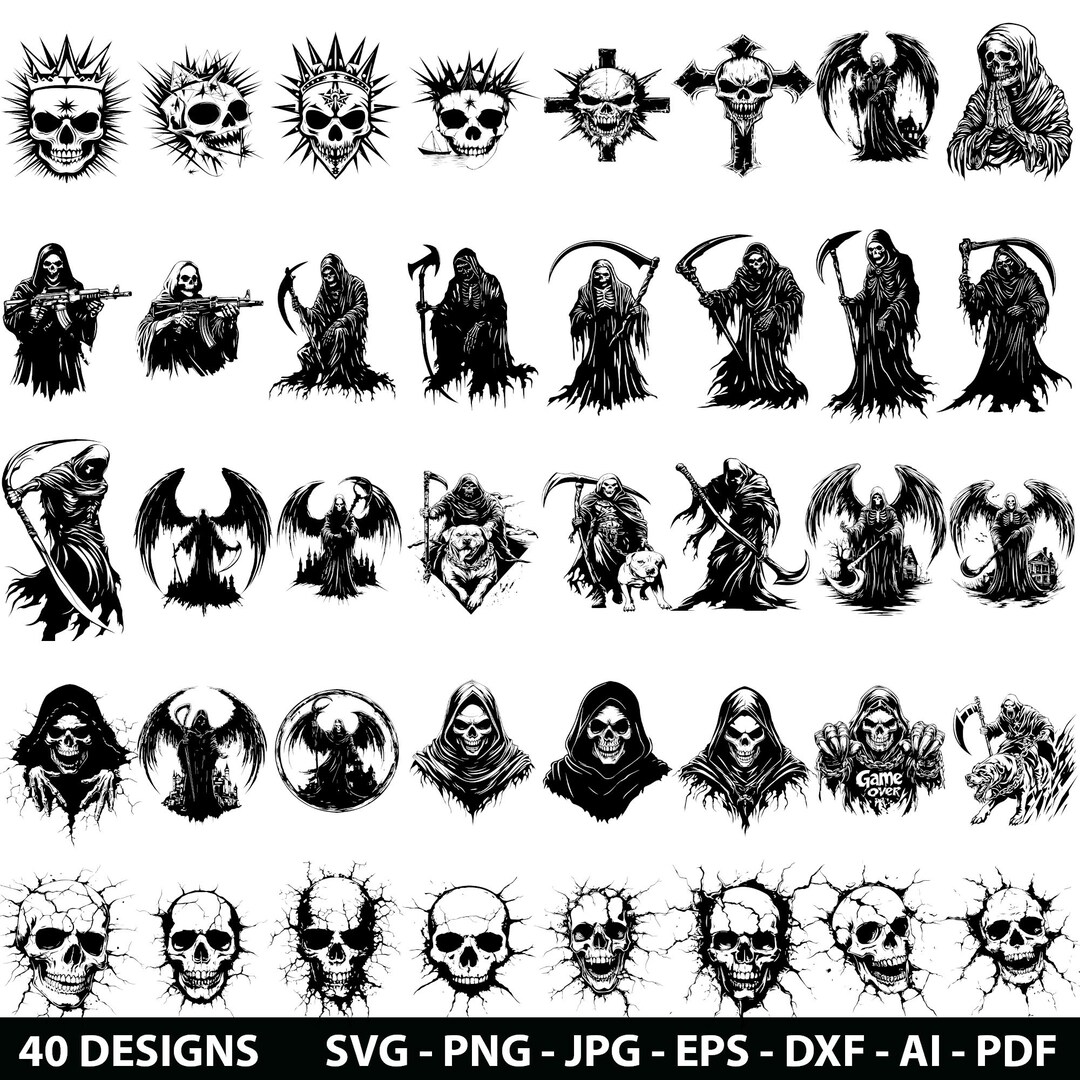 40 Grimm Reaper Sceleton Laser Svg, Dxf, Eps, Ai, Pdf, Jpg, Png ...
