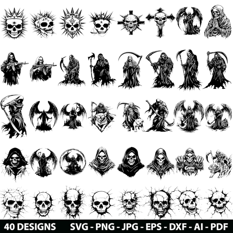 40 Grimm Reaper Sceleton Laser Svg, Dxf, Eps, Ai, Pdf, Jpg, Png ...