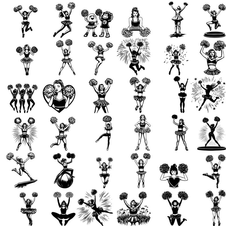 112 Cheerleader Laser Svg, Dxf, Eps, Ai, Pdf, Jpg, Png Cheer Grayscale ...