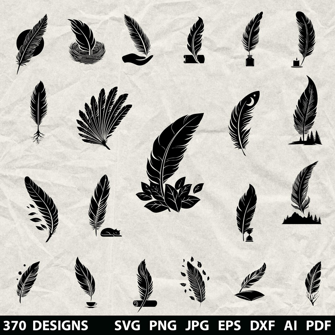 370+ Feather Bundle Svg, Dxf, Eps, Ai, Pdf, Jpg, Png Grayscale Burn ...