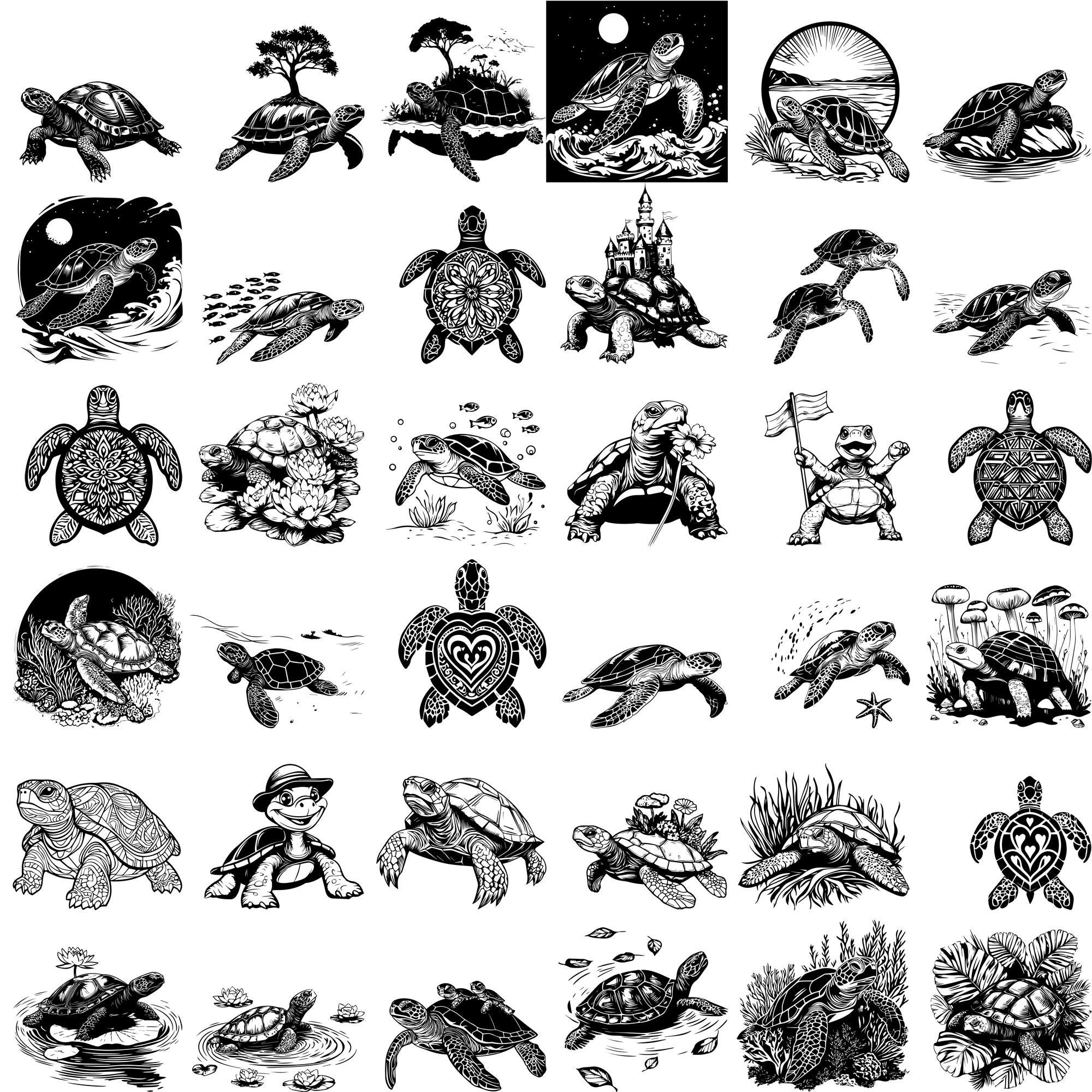 86 Turtle Laser Svg, Dxf, Eps, Ai, Pdf, Jpg, Png Grayscale Burn Sea ...