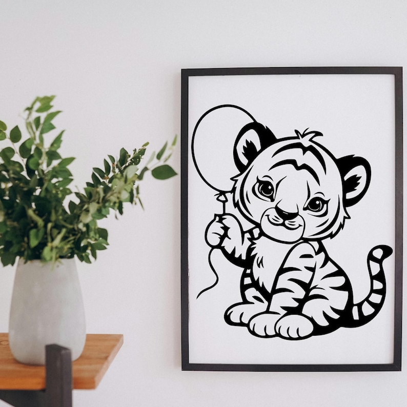 140 Animal Holding Balloon Svg, Dxf, Eps, Ai, Pdf, Jpg, Png Grayscale ...