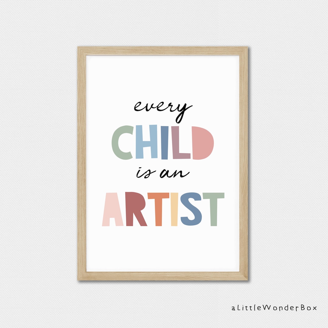 Every Child is an Artist - Pablo Picasso Quote, Rainbow Playroom Decor ...