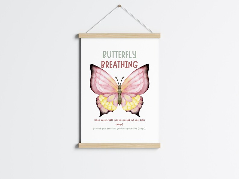 Butterfly Breathing Poster, Breathing Technique for Therapy Office ...