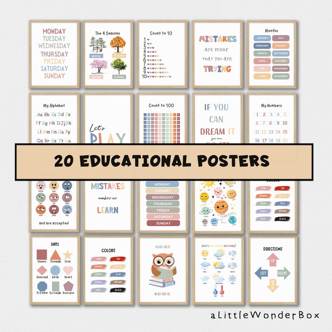 Educational Posters 20 Classroom Prints Montessori Classroom Posters ...