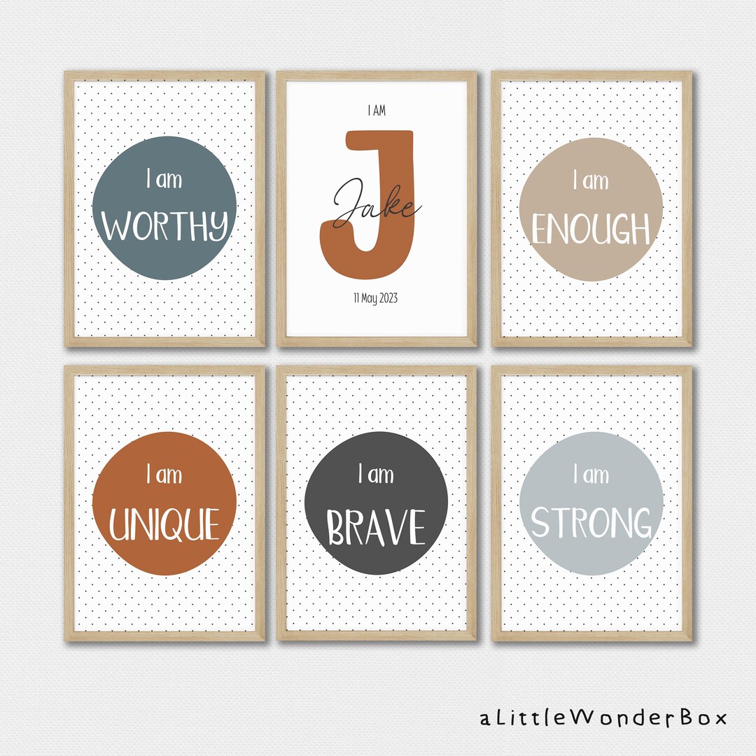 Custom Affirmations Printable Set of 6 Personalised Name Initial Date ...