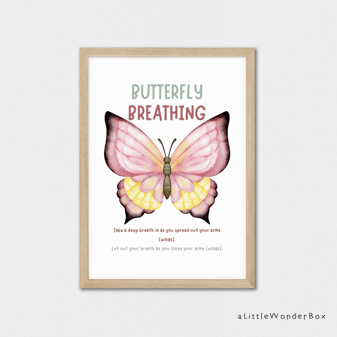 Butterfly Breathing Poster, Breathing Technique for Therapy Office ...