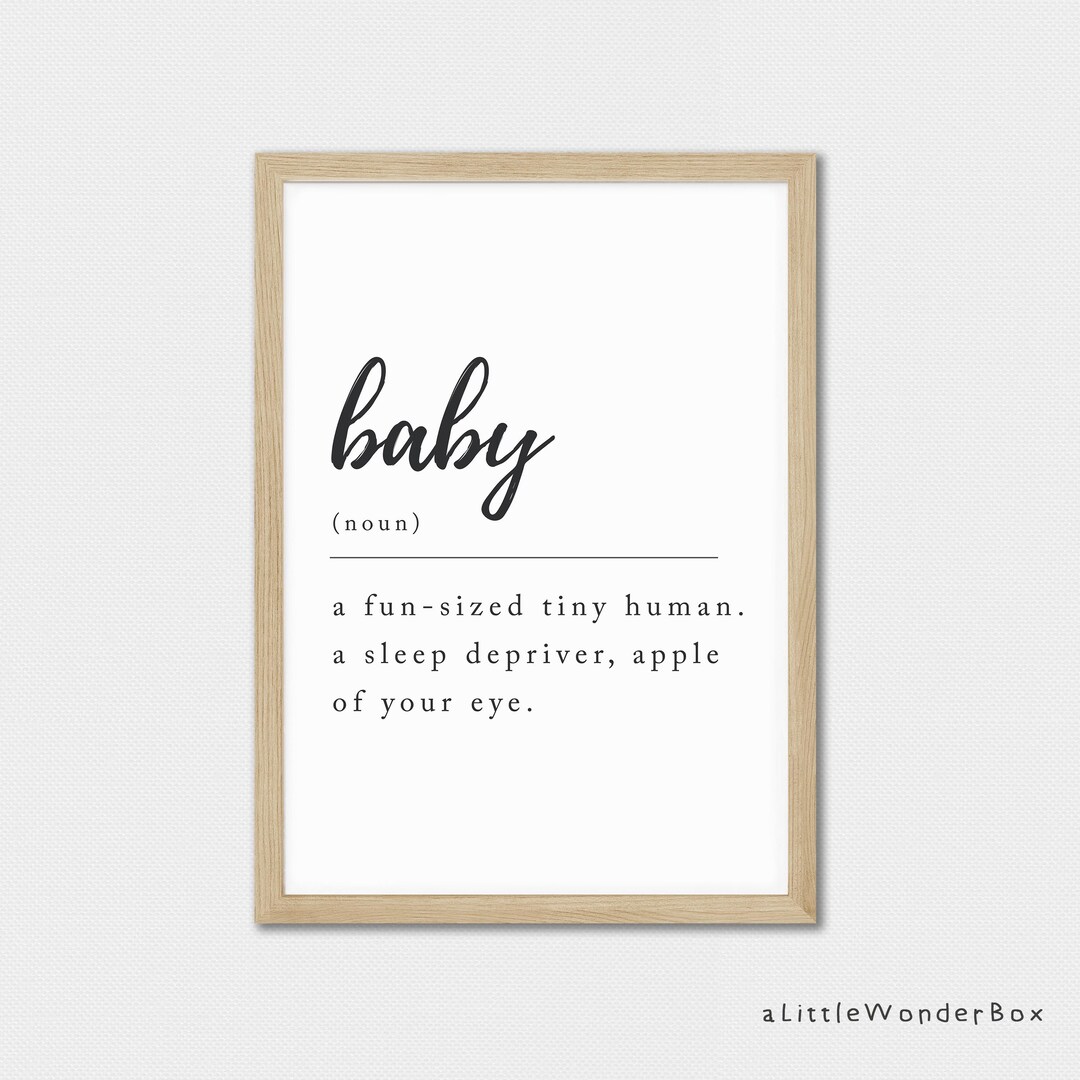 Cute Baby Definition Printable, Girl's Boy's Room Poster, Nursery Wall ...