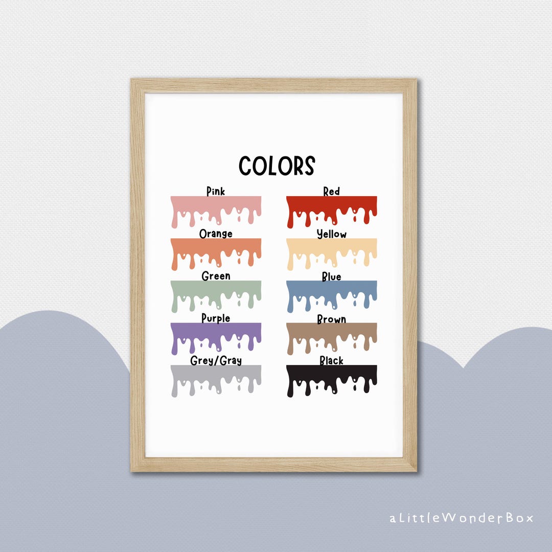 Colors Poster, Educational Printables, Kindergarten and Preschool Wall ...