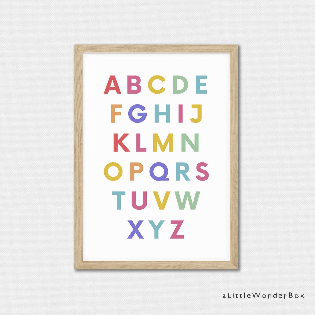 Rainbow ABC Poster, Educational Alphabet Chart Print, Homeschool ...