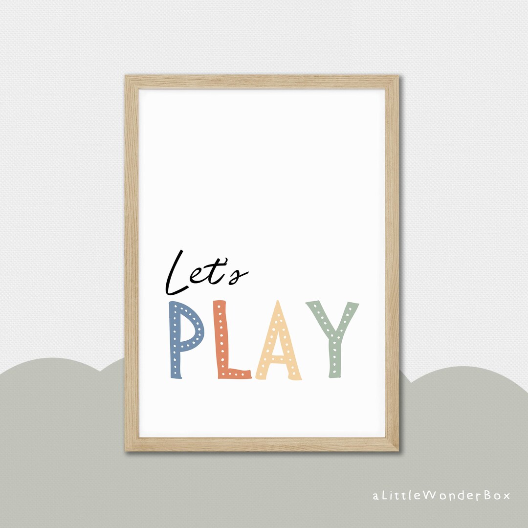 Let's Play Printable Wall Art - Kids Wall Decor, Let's Play Sign ...