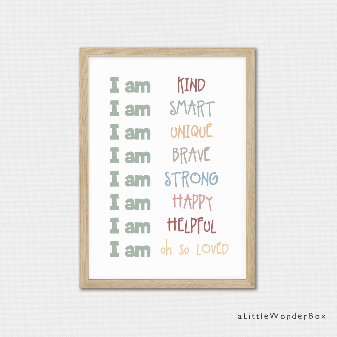 Inspire Positivity for Kids Poster, I Am Affirmations for Kids ...