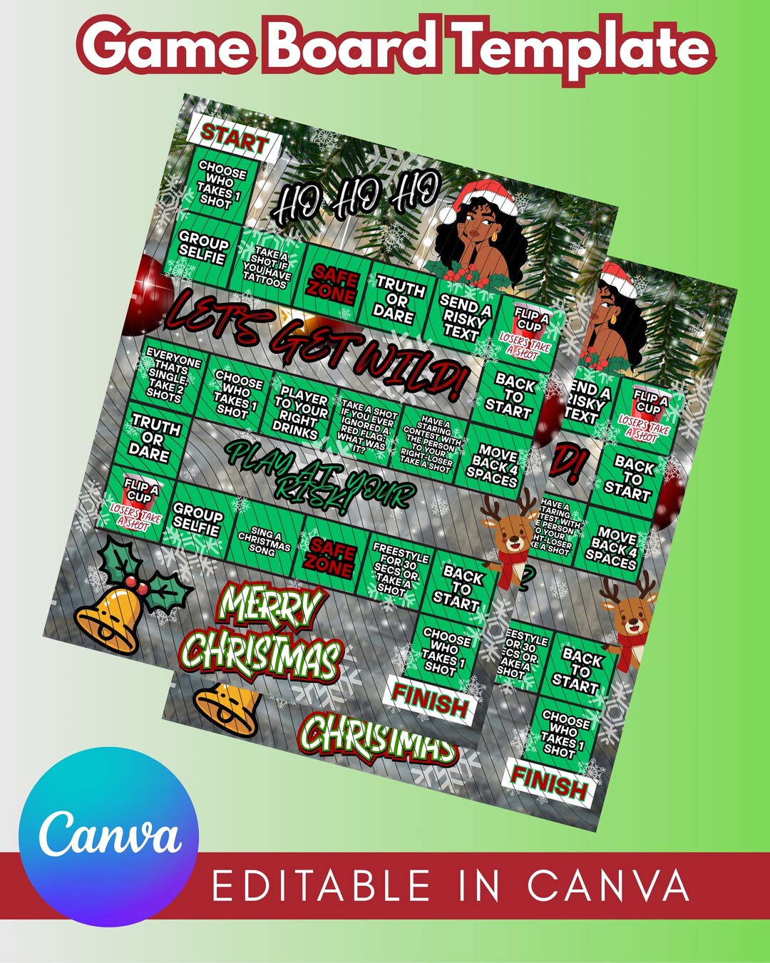 Editable Christmas Game Board Template - Etsy