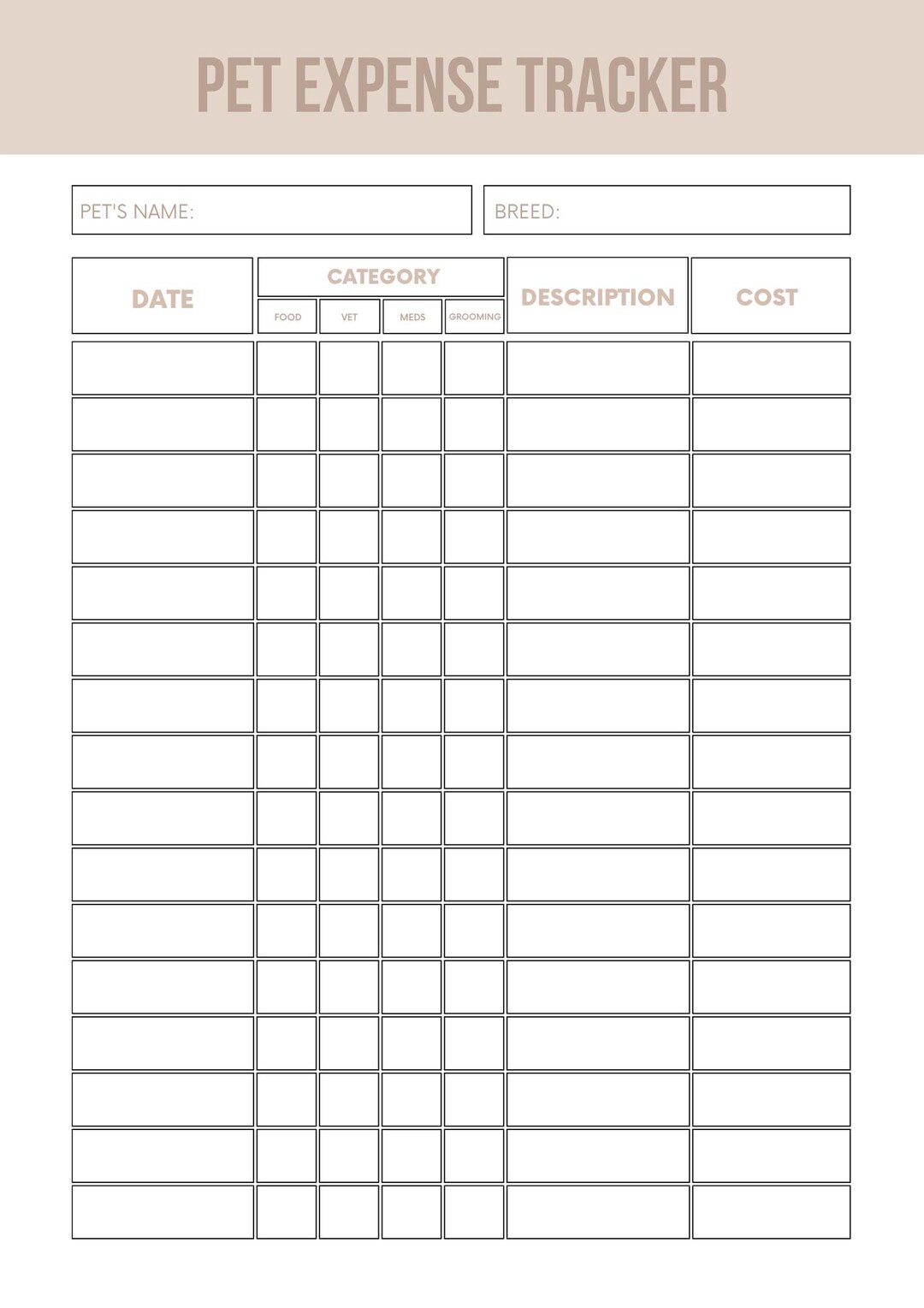 Pet Expense Tracker_dph - Etsy