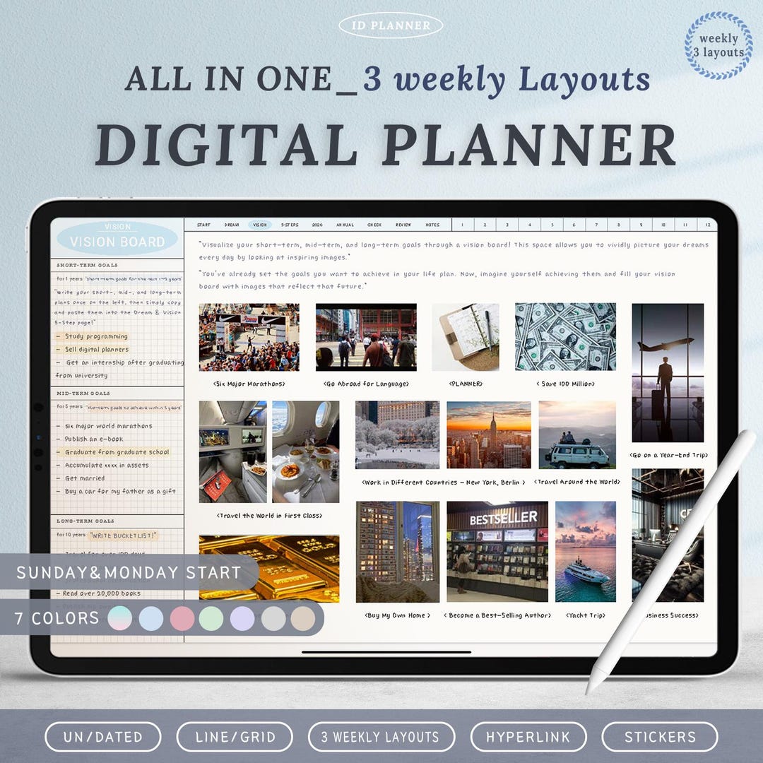 All in One 3-weekly Layouts, 2025 2026 Undated Dated Digital Planner ...