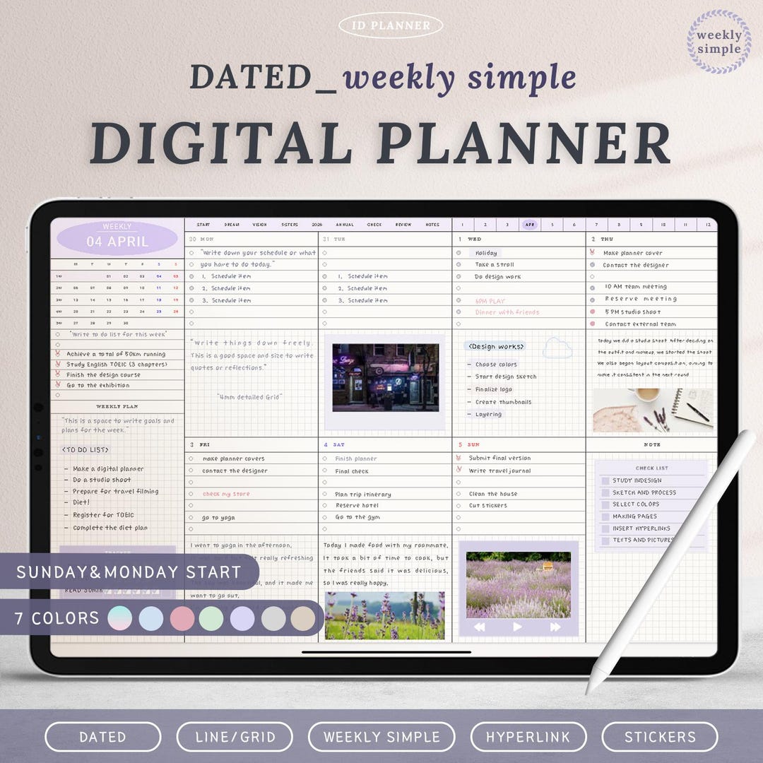 Dated Weekly Simple, 2025 2026 Digital Planner, Goodnotes Planner ...