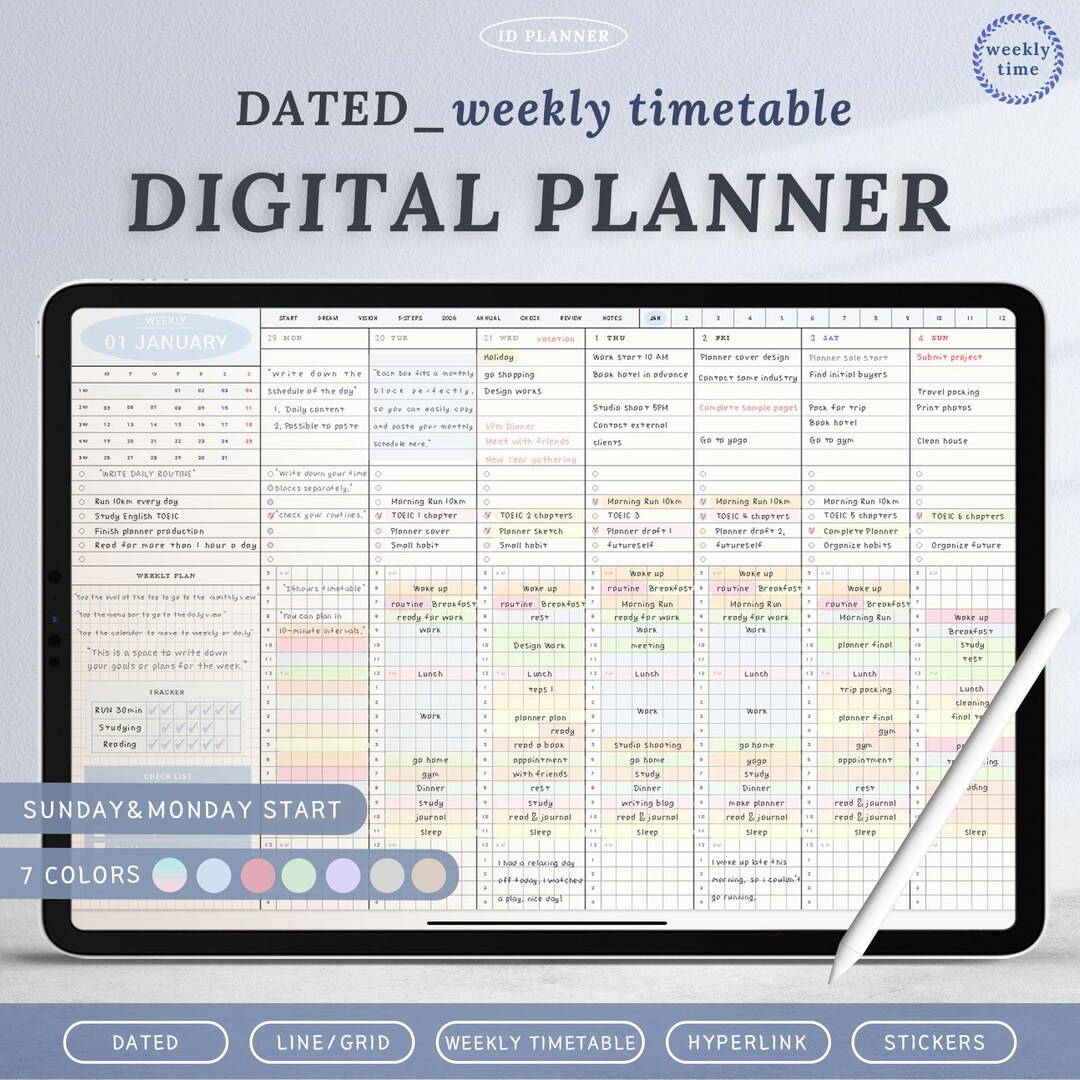 Dated Weekly Timetable, 2025 2026 Dated Digital Planner, Goodnotes ...