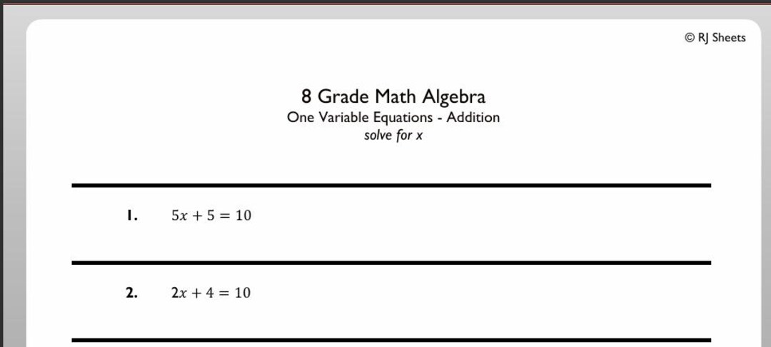 8th Grade Linear Algebra Equations Worksheet With Answers and ...