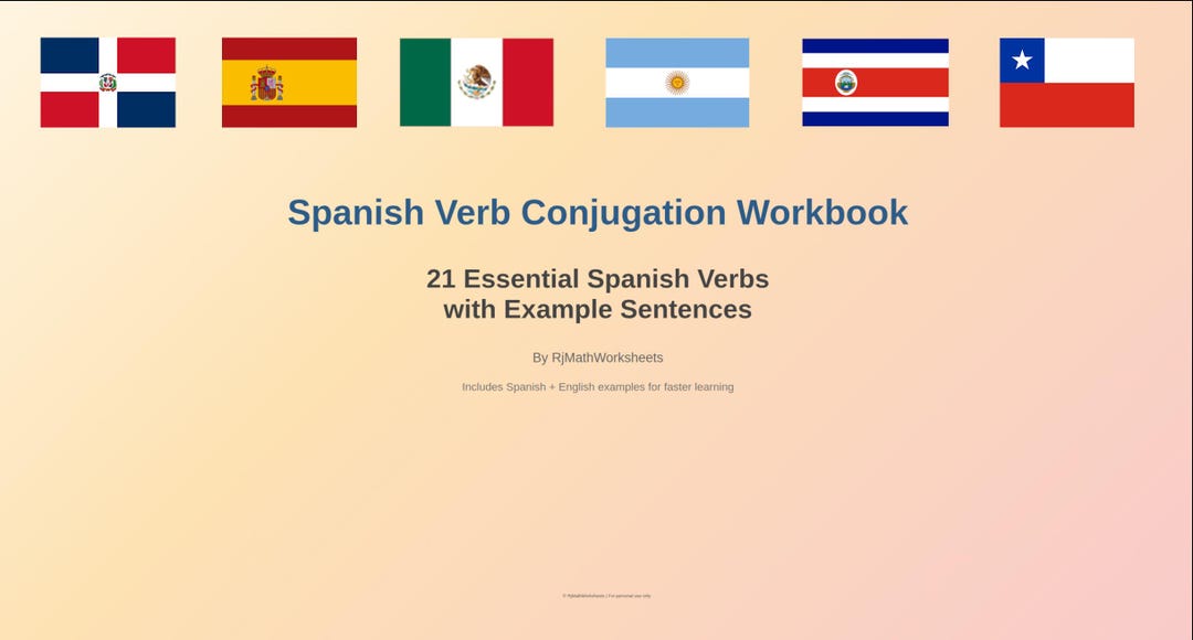 Spanish Verb Conjugation Workbook PDF – 21 Essential Verbs With All ...