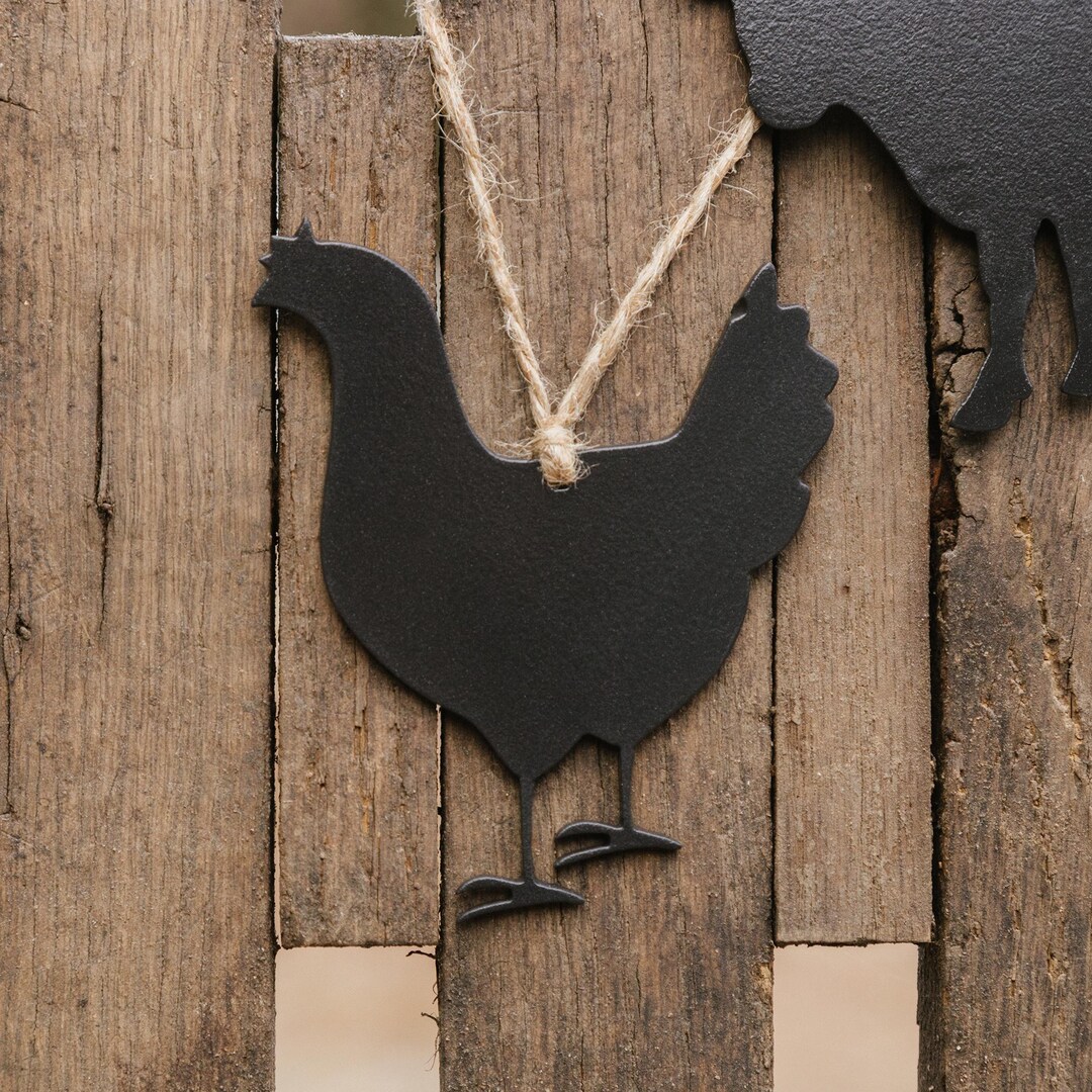 Chicken Metal Ornament, Farm Animal Gift, Wall Hanging Home Decor ...