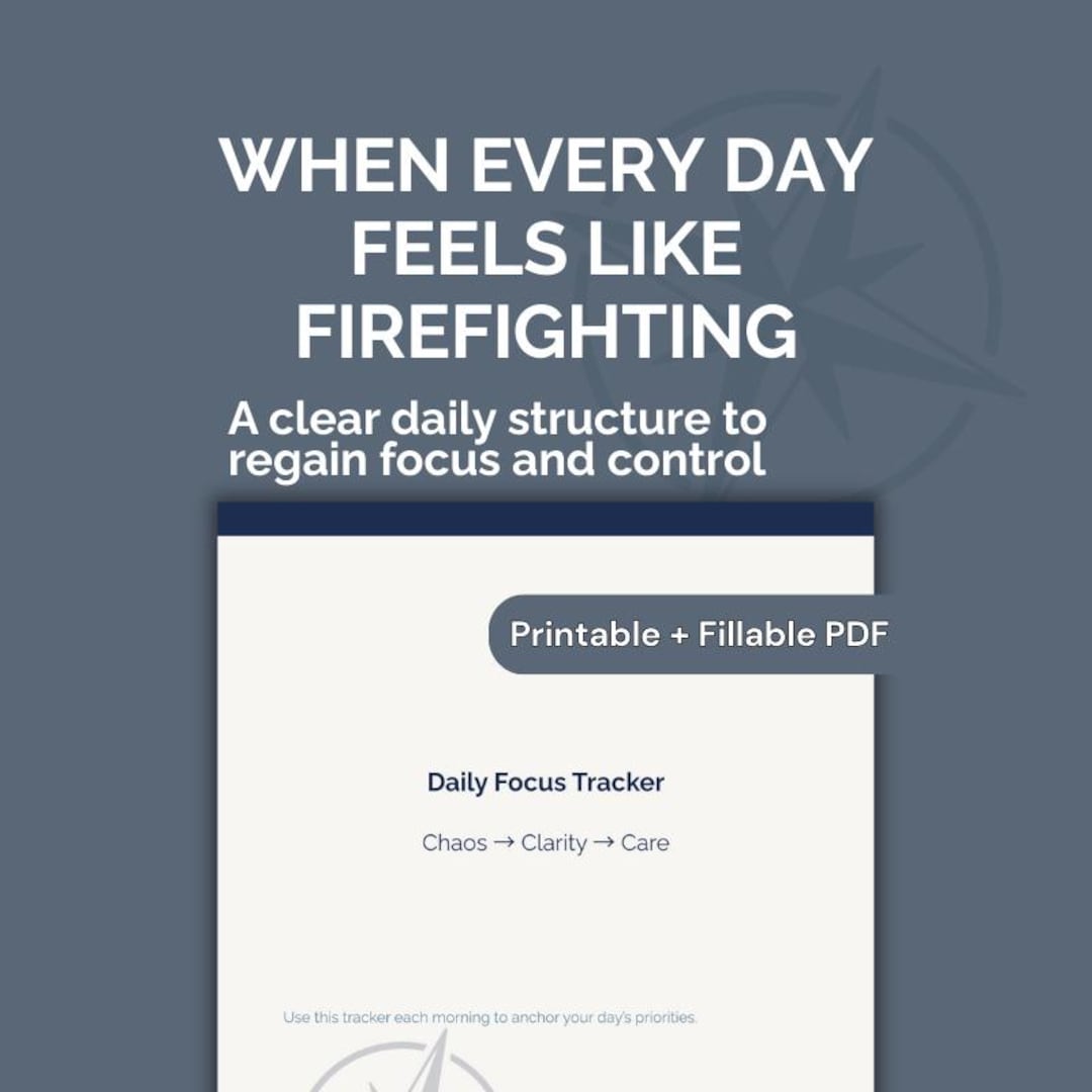 Daily Focus Tracker for Managers | Professional Workday Planner PDF ...