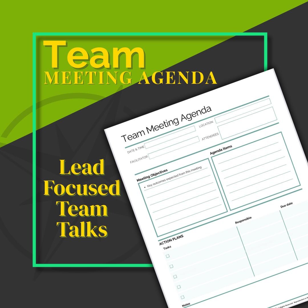 Weekly Meeting Agenda: Printable Leadership Tool (digital PDF) - Etsy
