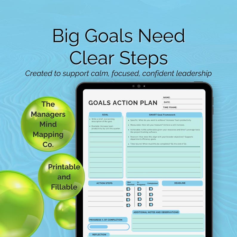 Clear, Structured, Goal Setting Template, Printable Planning Tool ...
