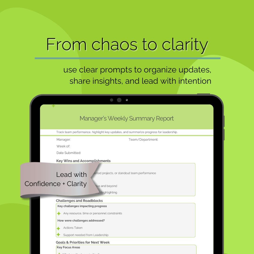 Weekly Status Report Template — Manager Upward Updates (printable PDF ...