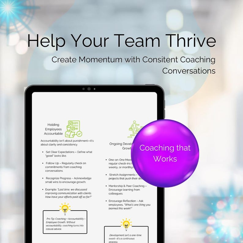 Employee Coaching Guide, Printable Team Development & Feedback Toolkit, GROW Model + SBI ...