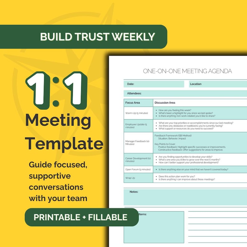 Unproductive 1:1s? Manager Meeting Agenda Template for Accountability ...