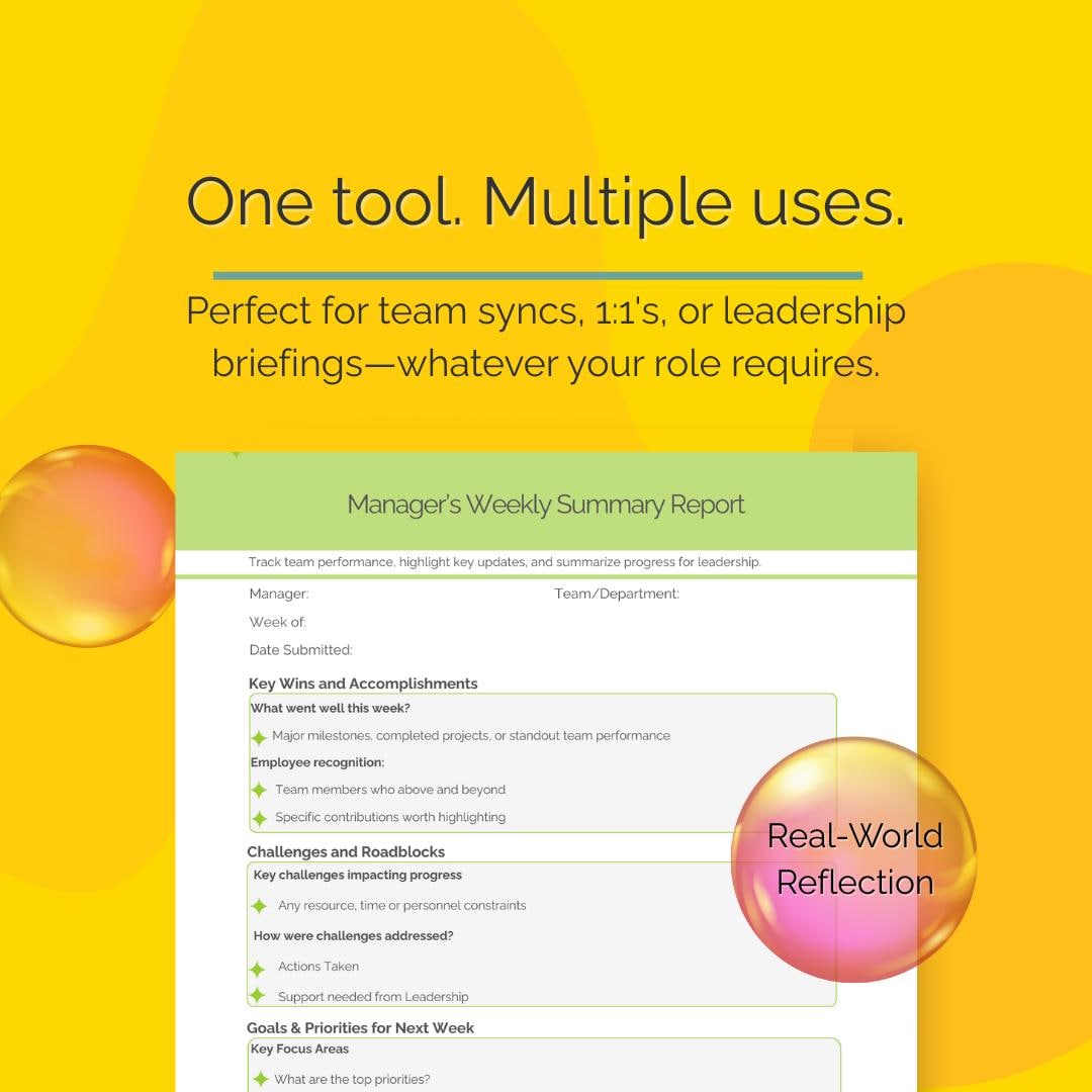 Weekly Status Report Template — Manager Upward Updates (printable PDF ...
