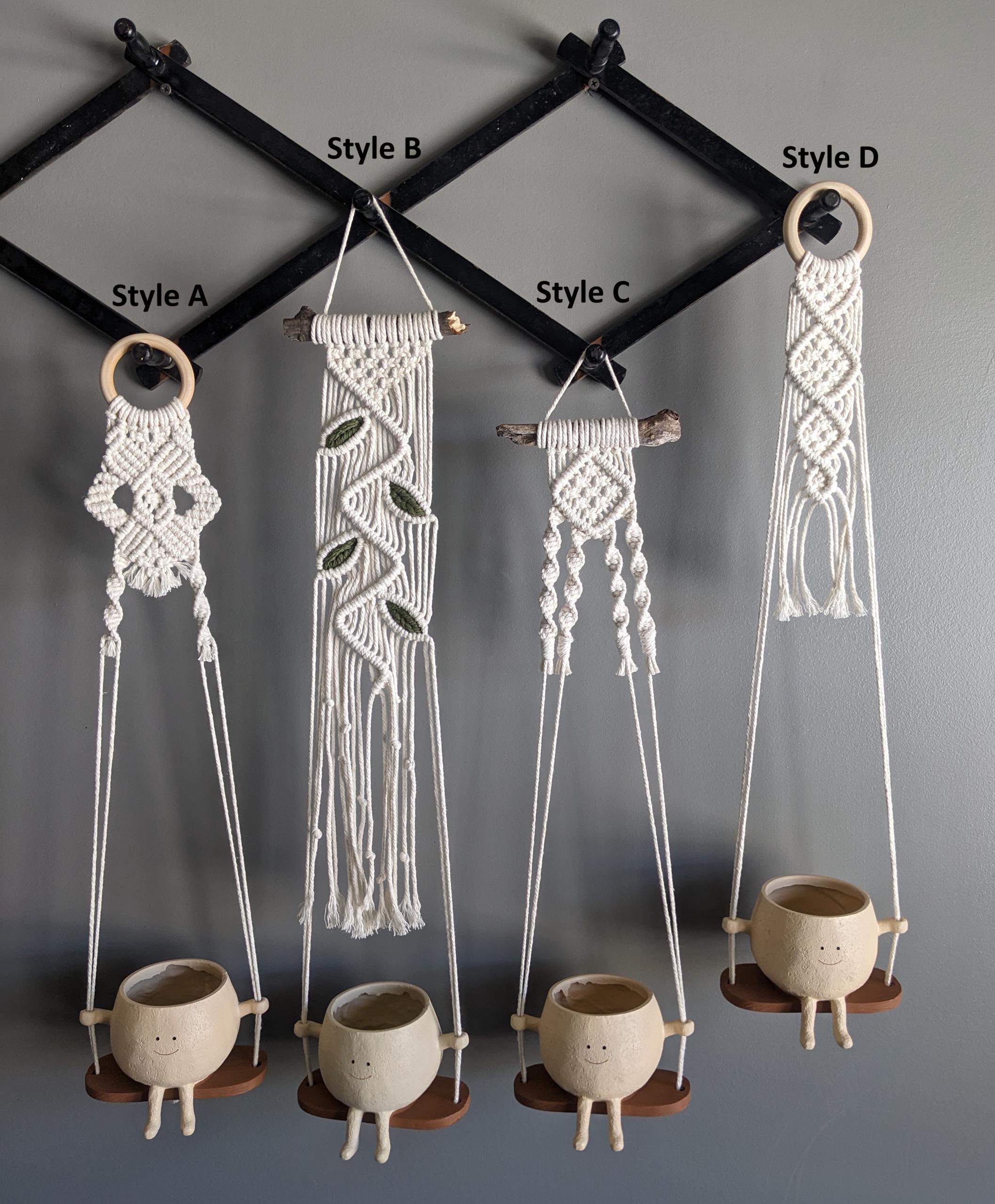 Smiley Face Pot Head Plant Holder | Handmade Macrame | Macrame Hanger ...