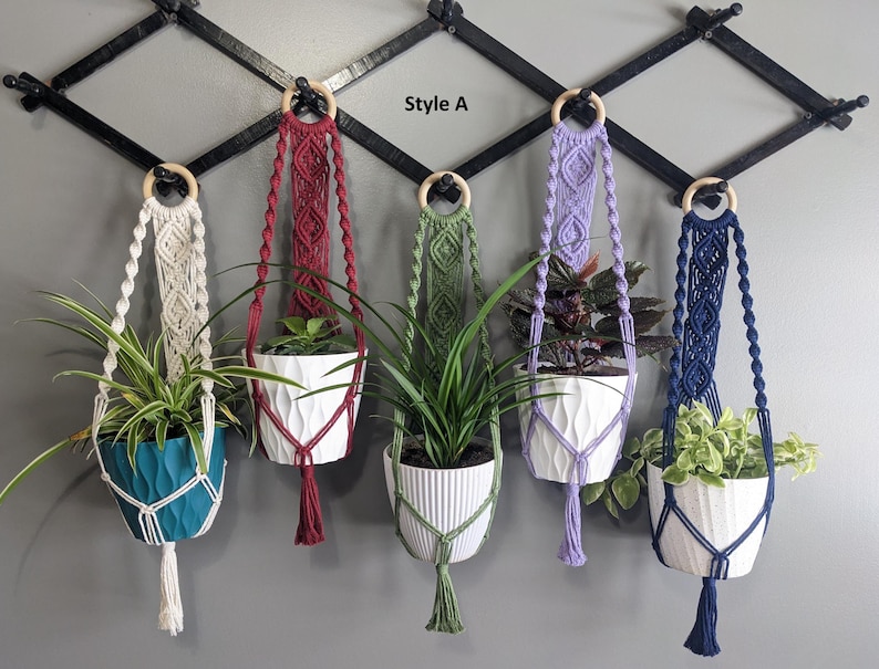 Plant Holder | Handmade Macrame | 33 Color Options | Wall Hanging ...