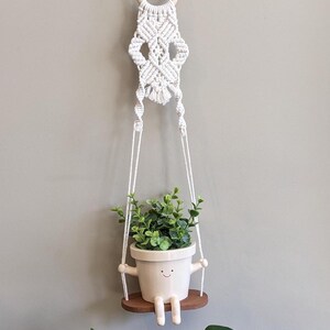 Smiley Face Pot Head Plant Holder | Handmade Macrame | Macrame Hanger ...