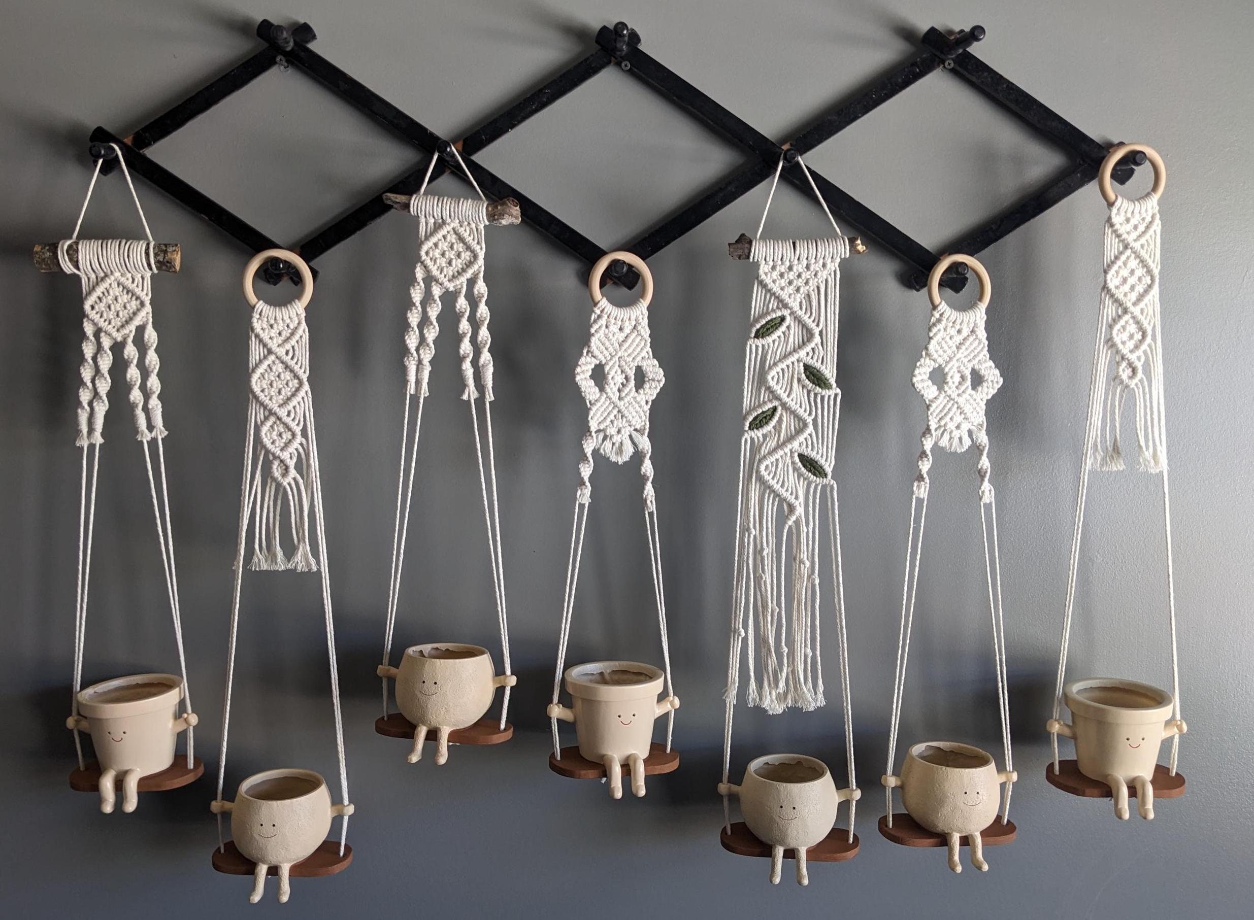 Smiley Face Pot Head Plant Holder | Handmade Macrame | Macrame Hanger ...