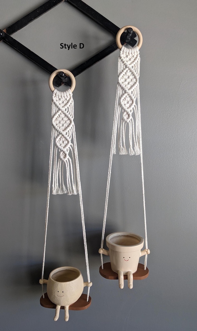 Smiley Face Pot Head Plant Holder | Handmade Macrame | Macrame Hanger ...