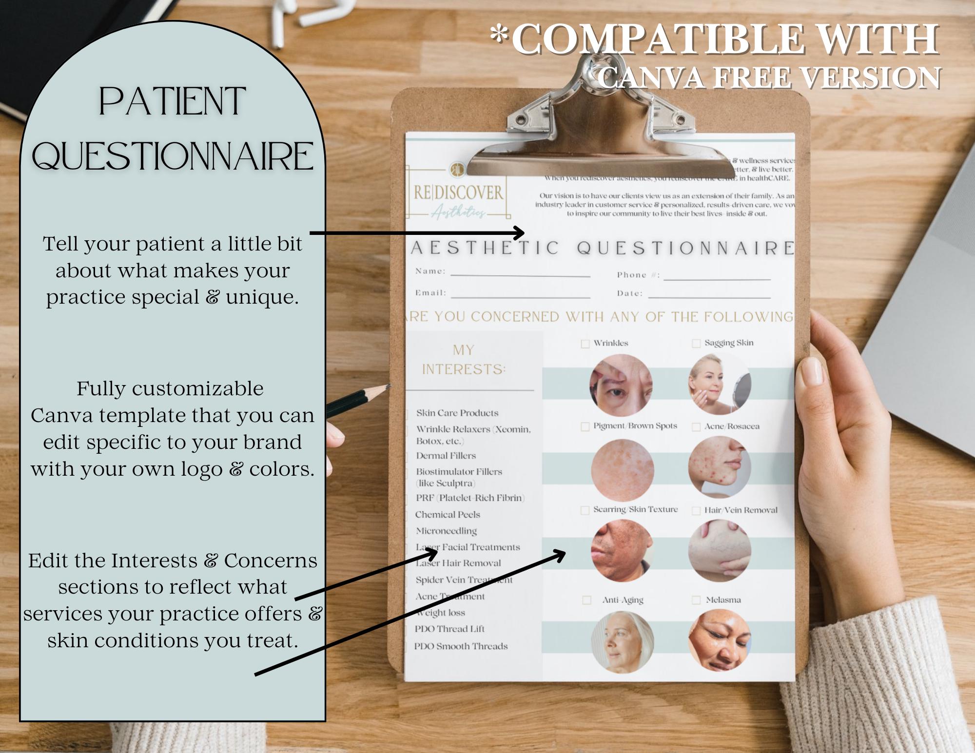 Med Spa Consultation Forms/packet- Editable Canva Template - Etsy