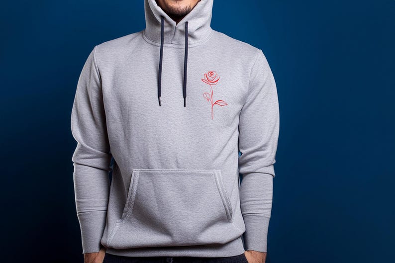 Minimalist One-line Rose SVG File and 3 PNG Variations (white, Red ...