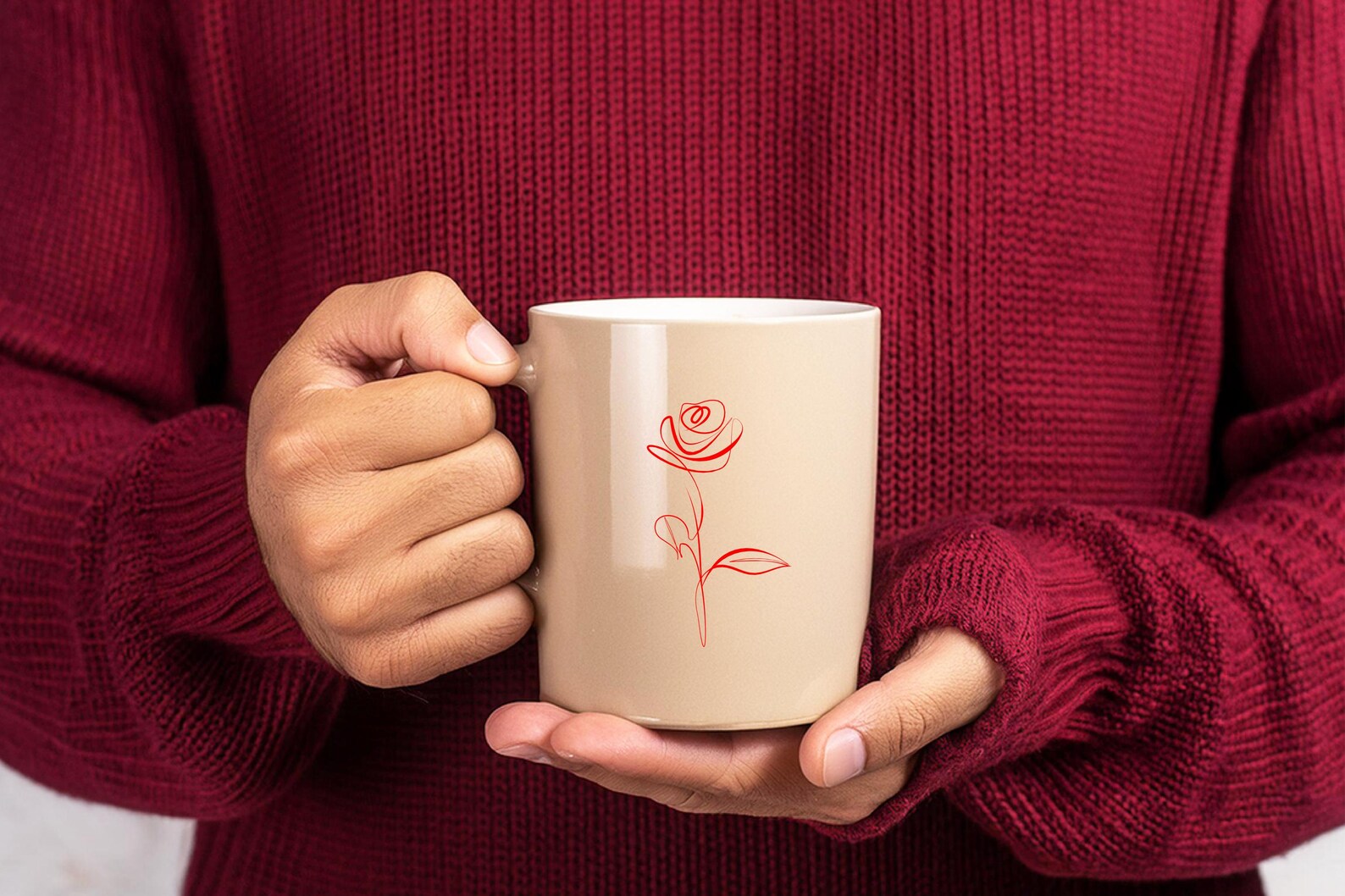 Minimalist One-line Rose SVG File and 3 PNG Variations (white, Red ...