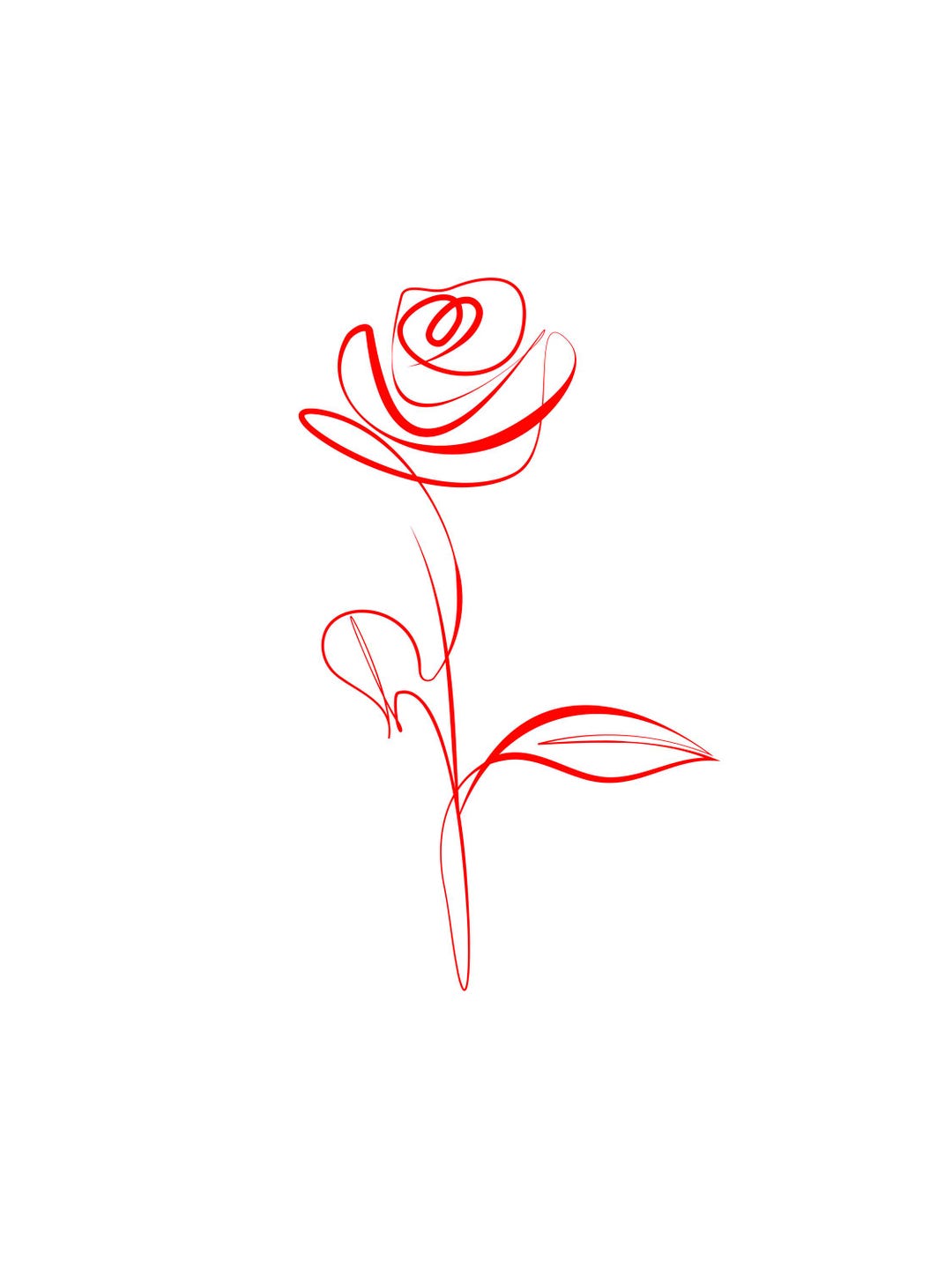 Minimalist One-line Rose SVG File and 3 PNG Variations (white, Red ...