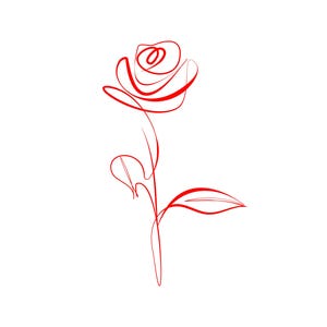 Minimalist One-line Rose SVG File and 3 PNG Variations (white, Red ...
