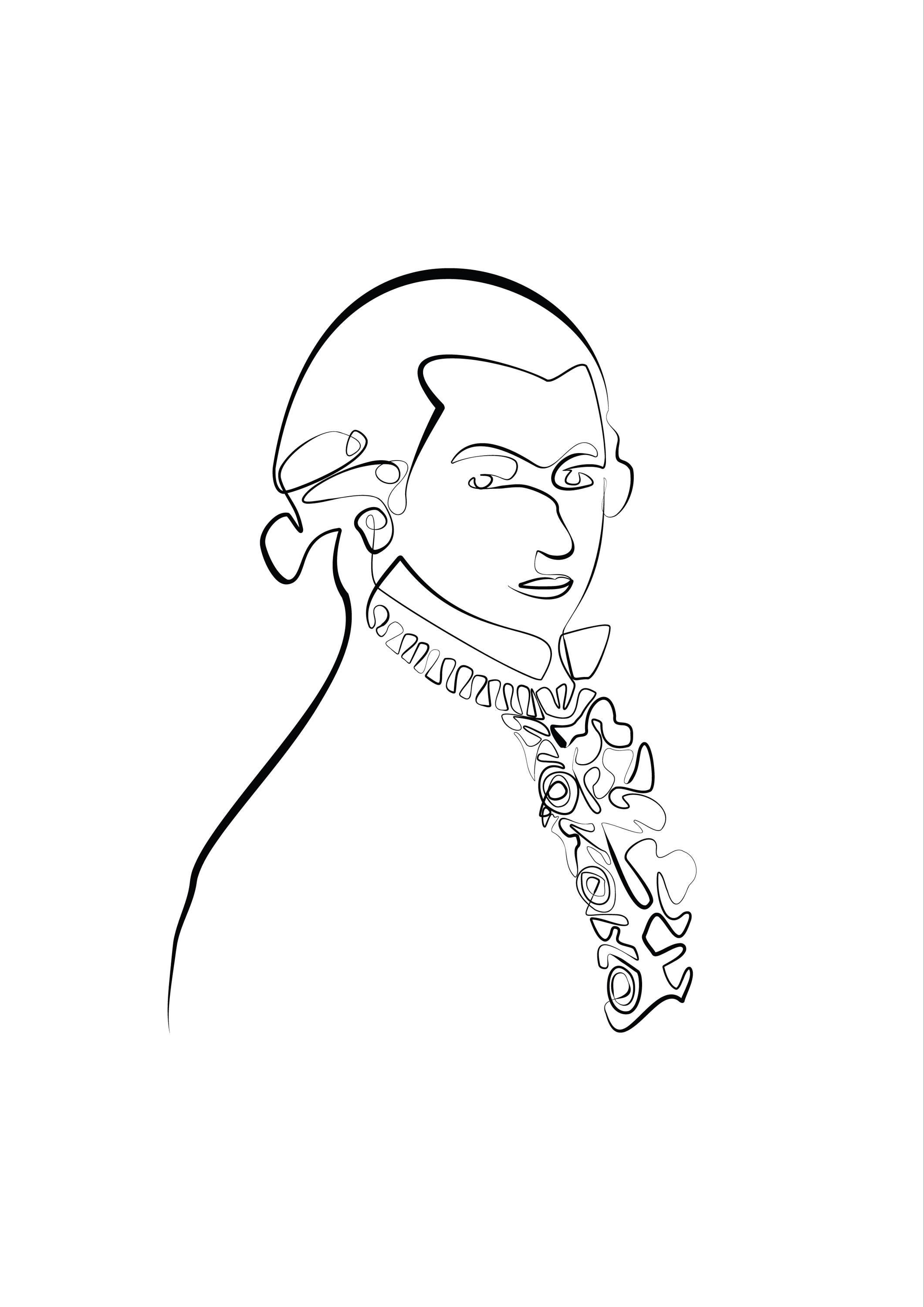 Elegant One-line Mozart Portrait – SVG Digital Download - Etsy