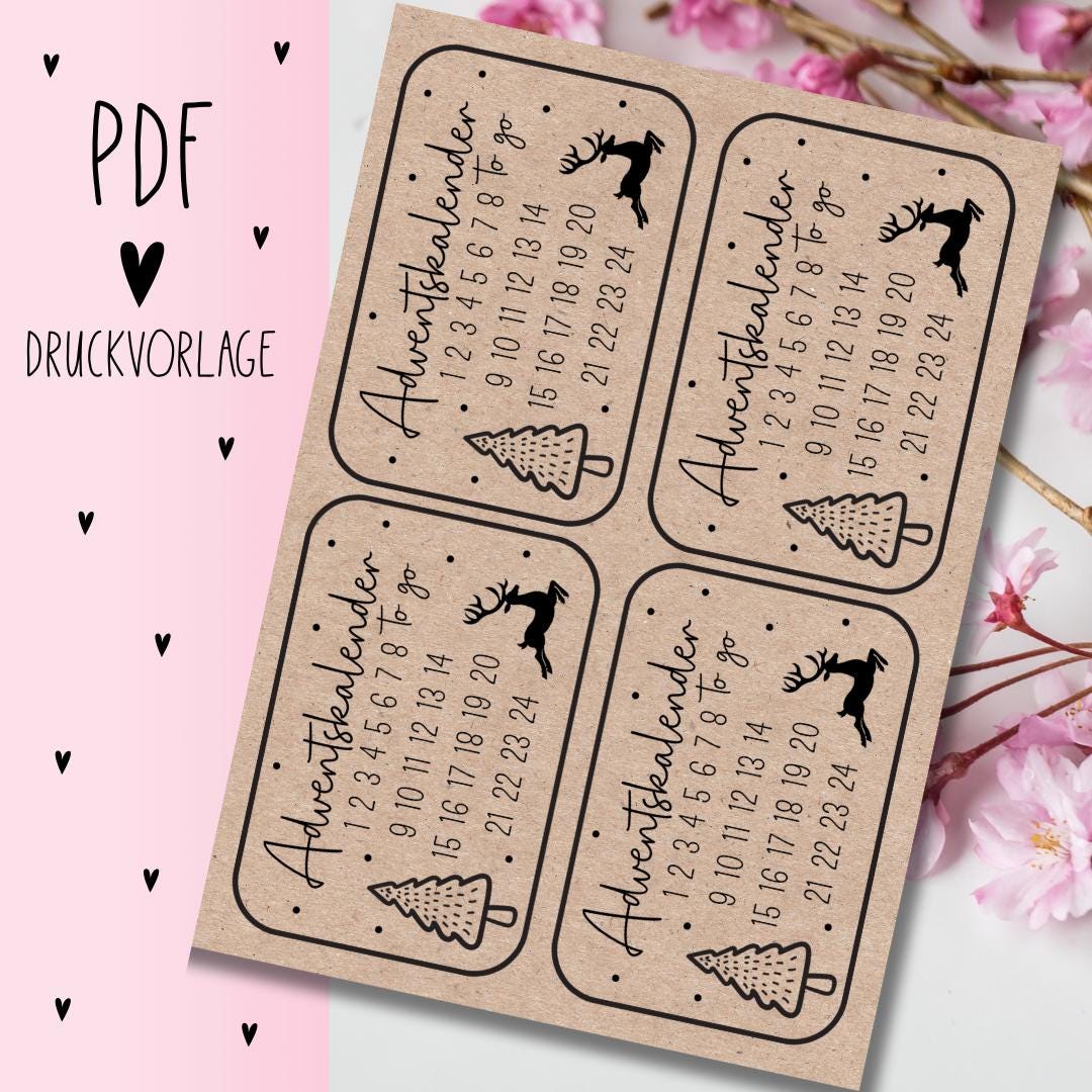 Print Template "advent Calendar" PDF Template for Download Print Gift ...
