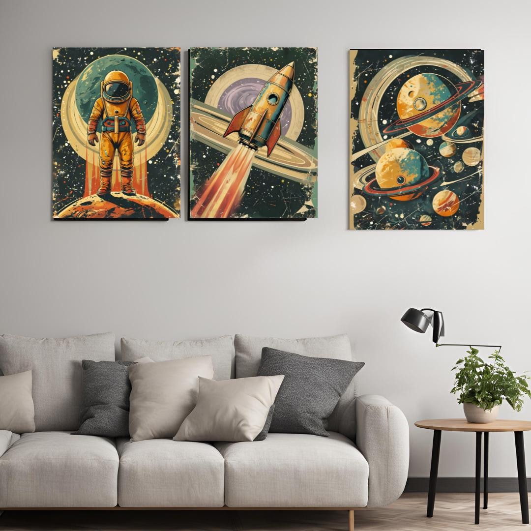 Vintage Outer Space Themed Wall Art DIGITAL DOWNLOAD - Etsy