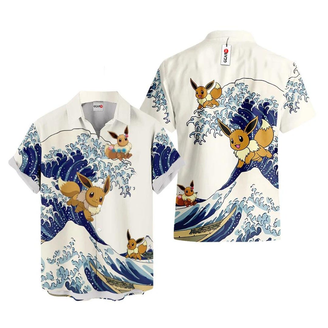 Eevee Kanagawa Great Wave Hawaiian Shirts Custom Merch - Etsy