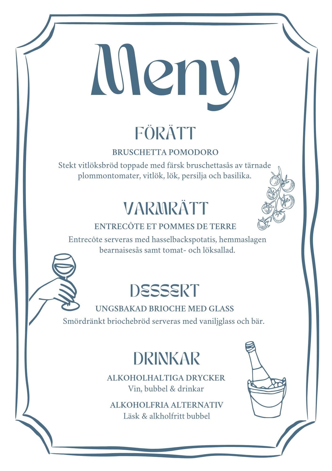Editable Menu Template for Dinner Party - Etsy